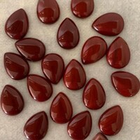 Red Coral Pear Shape Flat Back Cabochon Gemstone for Jewelry Making ...