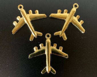 Gold Airplane Charm | Etsy