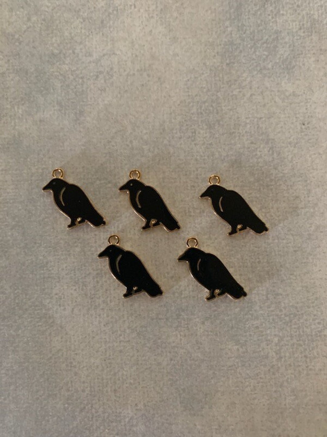 5 Black Raven Charms, Black Raven Charms, Raven Charm, Raven Charm ...