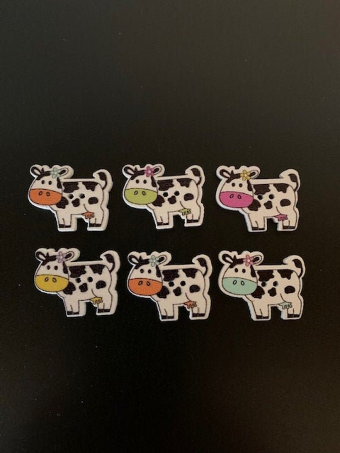 6 Random Mix Cow Buttons, Cow Buttons, Holstein Cow, Cow Art, Assorted ...