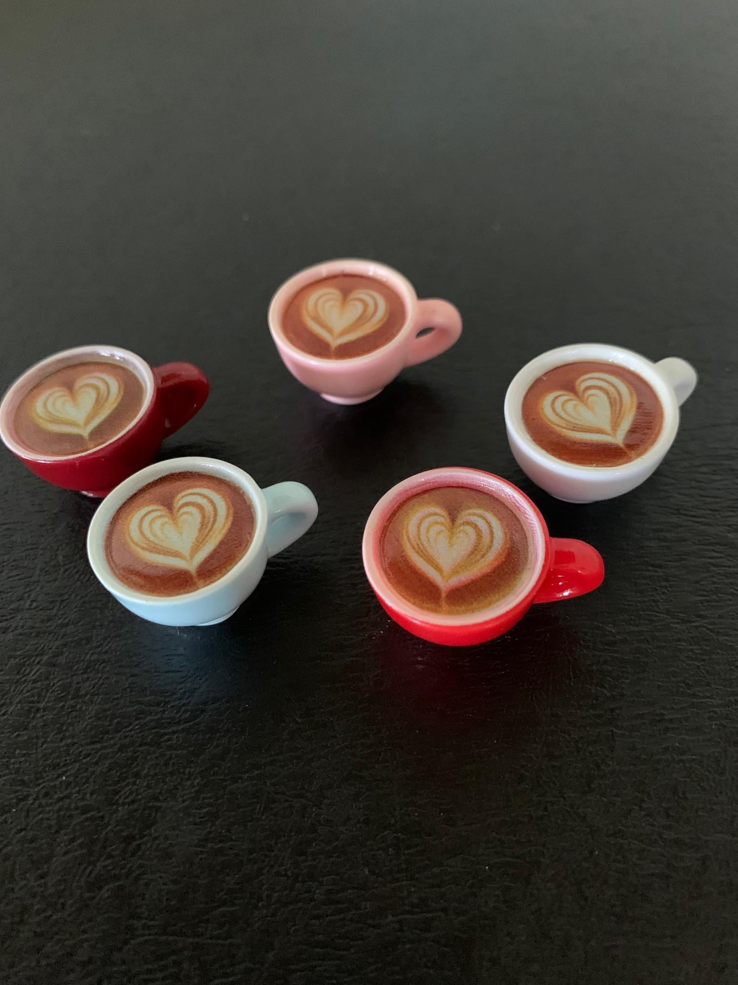 5 Assorted Mini Coffee Cup Charms, Coffee Cup Set, Mini Coffee Cup ...