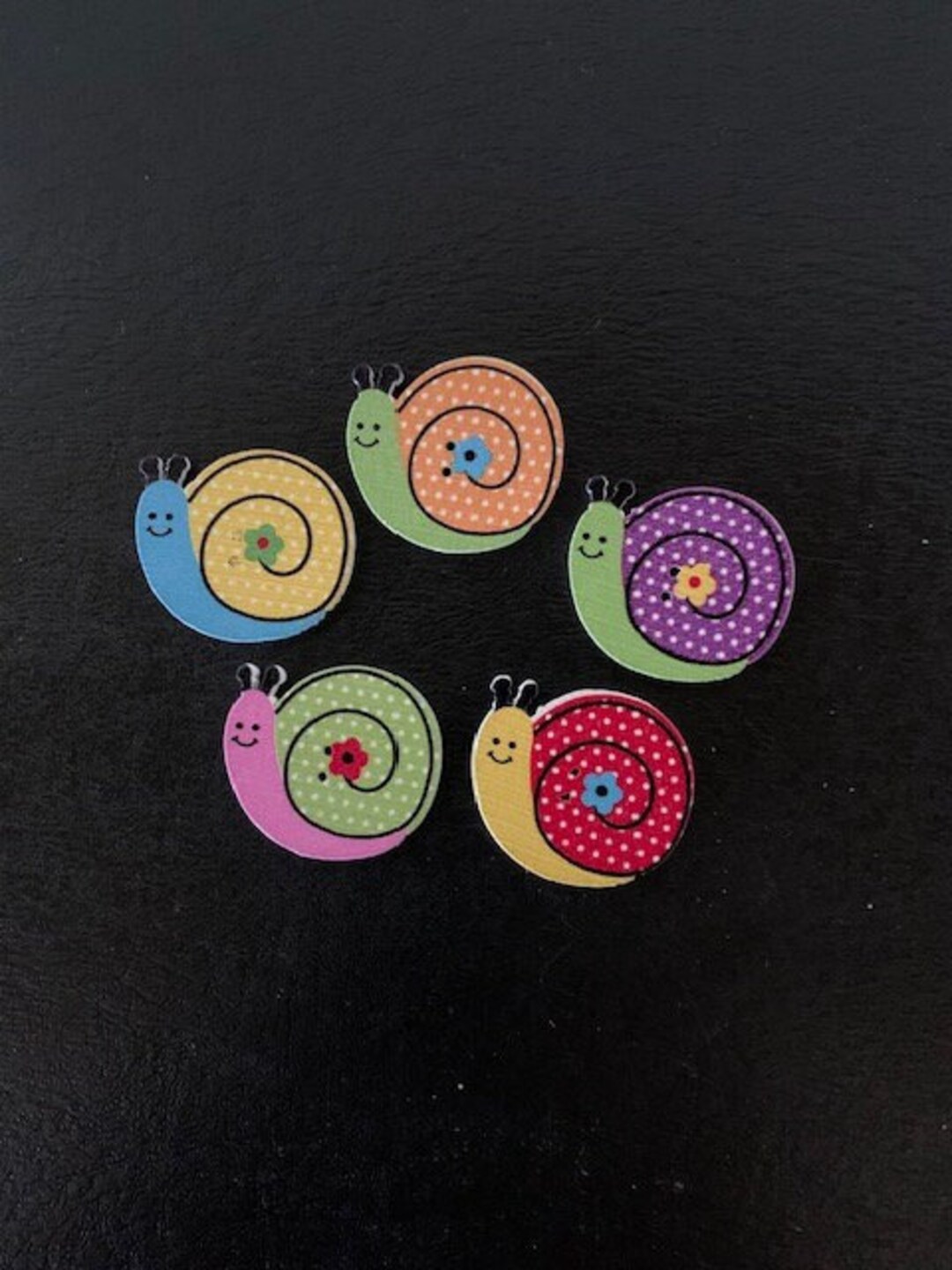 5 Random Mix Snail Buttons, Cute Snail, Wooden Snail, Animal Buttons ...