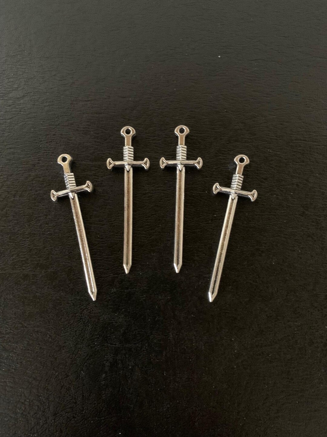4 Sword Pendants, Sword Charms, Sword Charm Large, Sword, Silver Swords ...