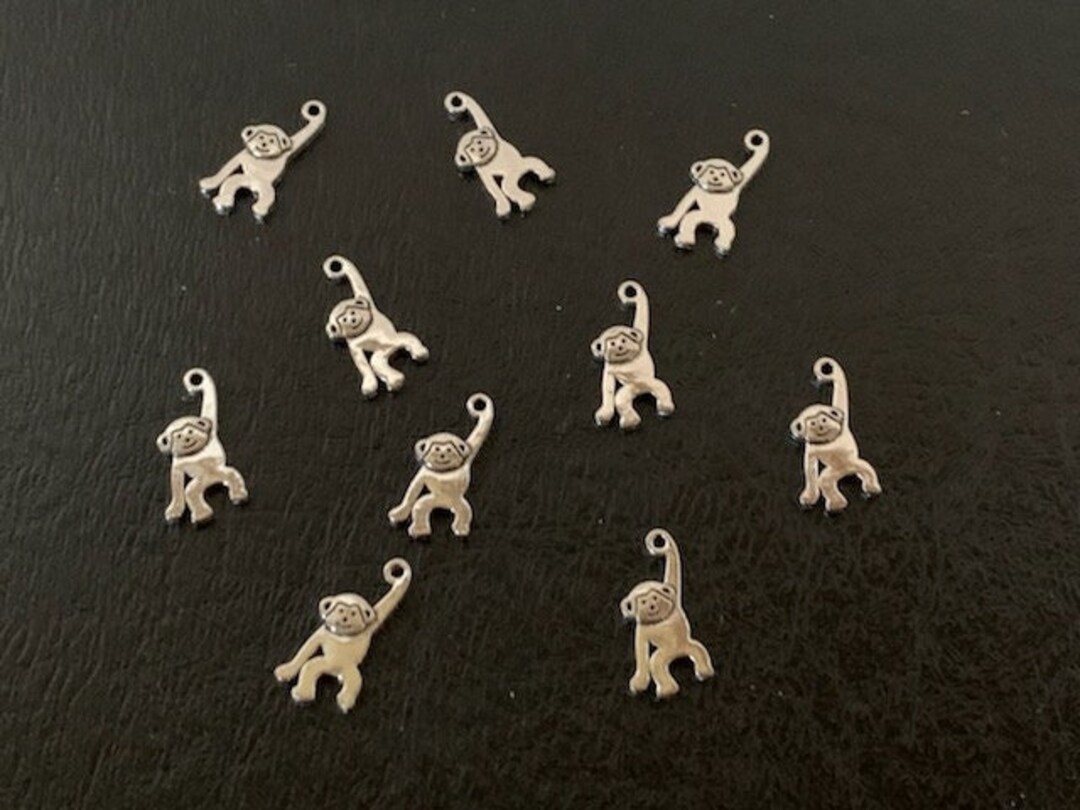 10 Mini Monkey Charms, Metal Charms, Monkey Charm, Monkey Bracelet ...