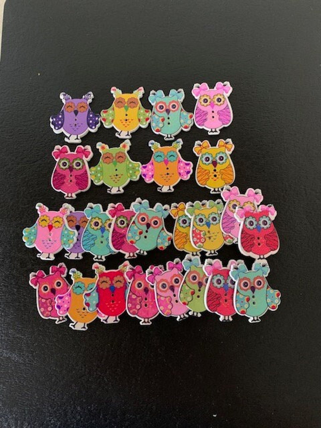 45 Random Mix Pigtail Owl Buttons, Girl Owl, Owl Button, Owl Buttons ...