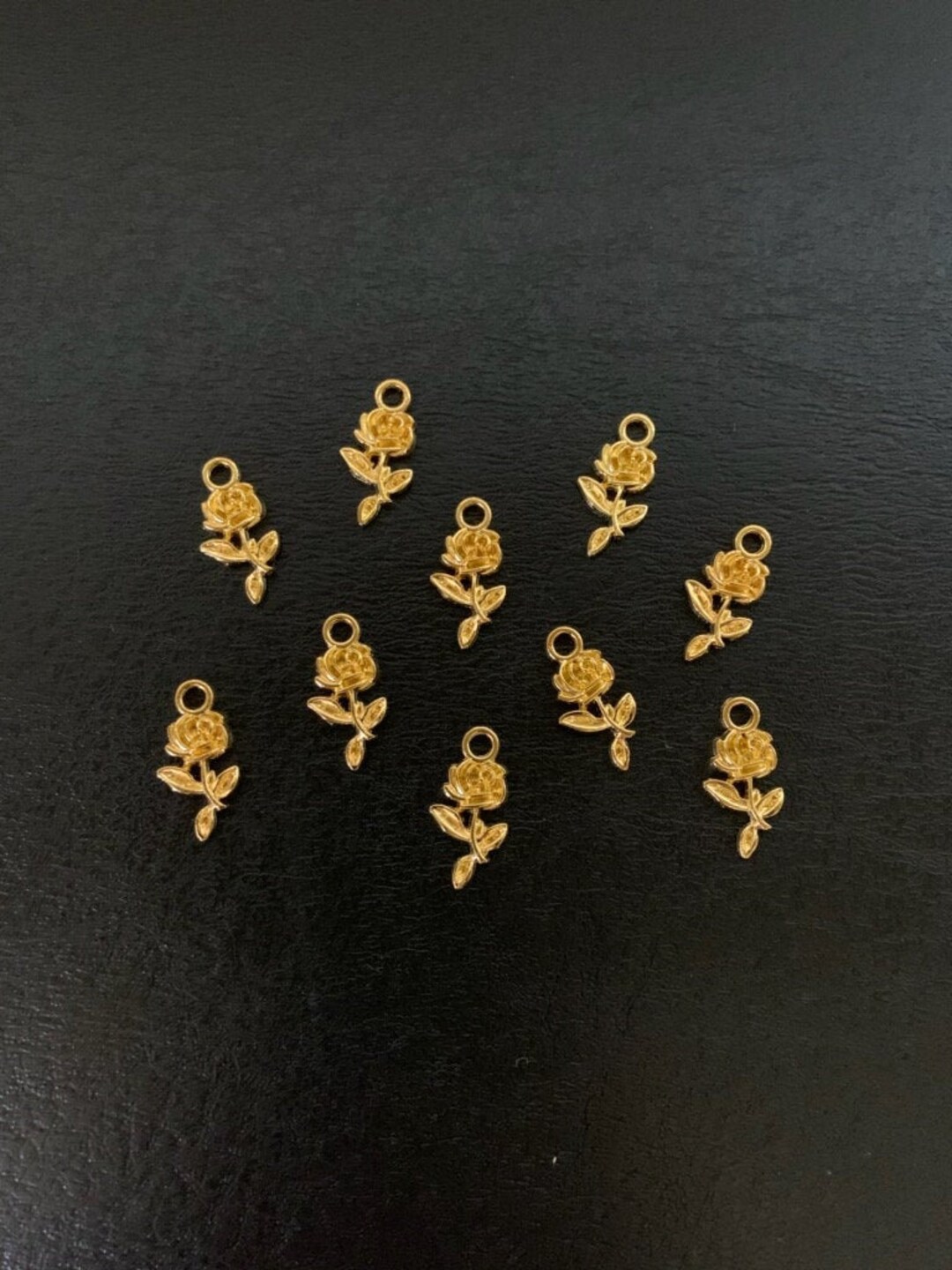 10 Rose Charms, Rose Charms, Craft Supplies and Tools, Charm Bracelet ...
