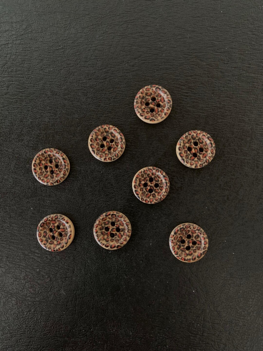 8 Leopard Print Buttons, Leopard Buttons, Wood Buttons, 4 Hole Buttons ...