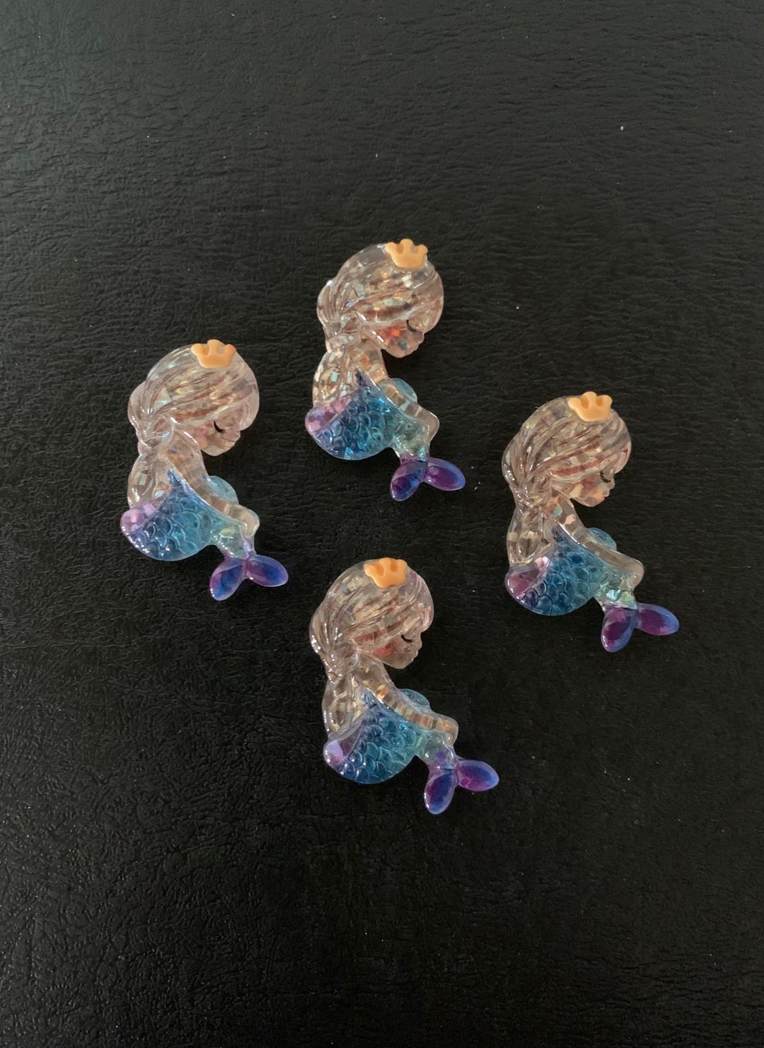 4 Resin Glittery Mermaid Flats, Mermaid Cabochons, Cabochon Mermaid ...