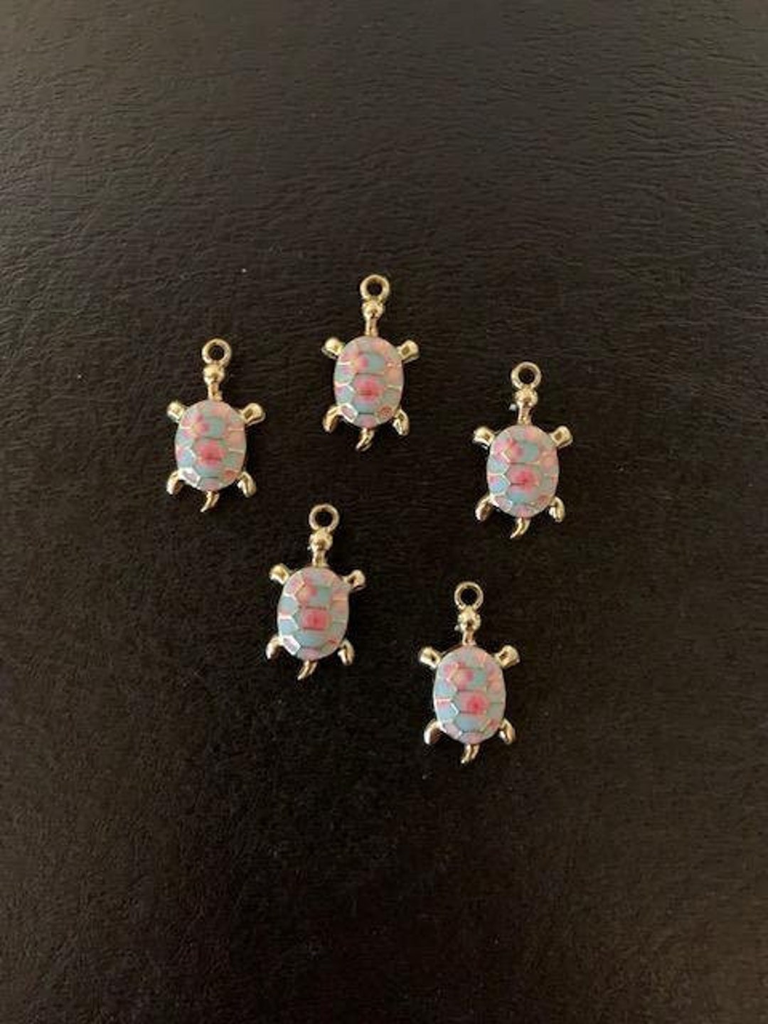 5 Multi Colors Turtle Charms, Turtle Charm, Turtle Charm Gold, Gold ...