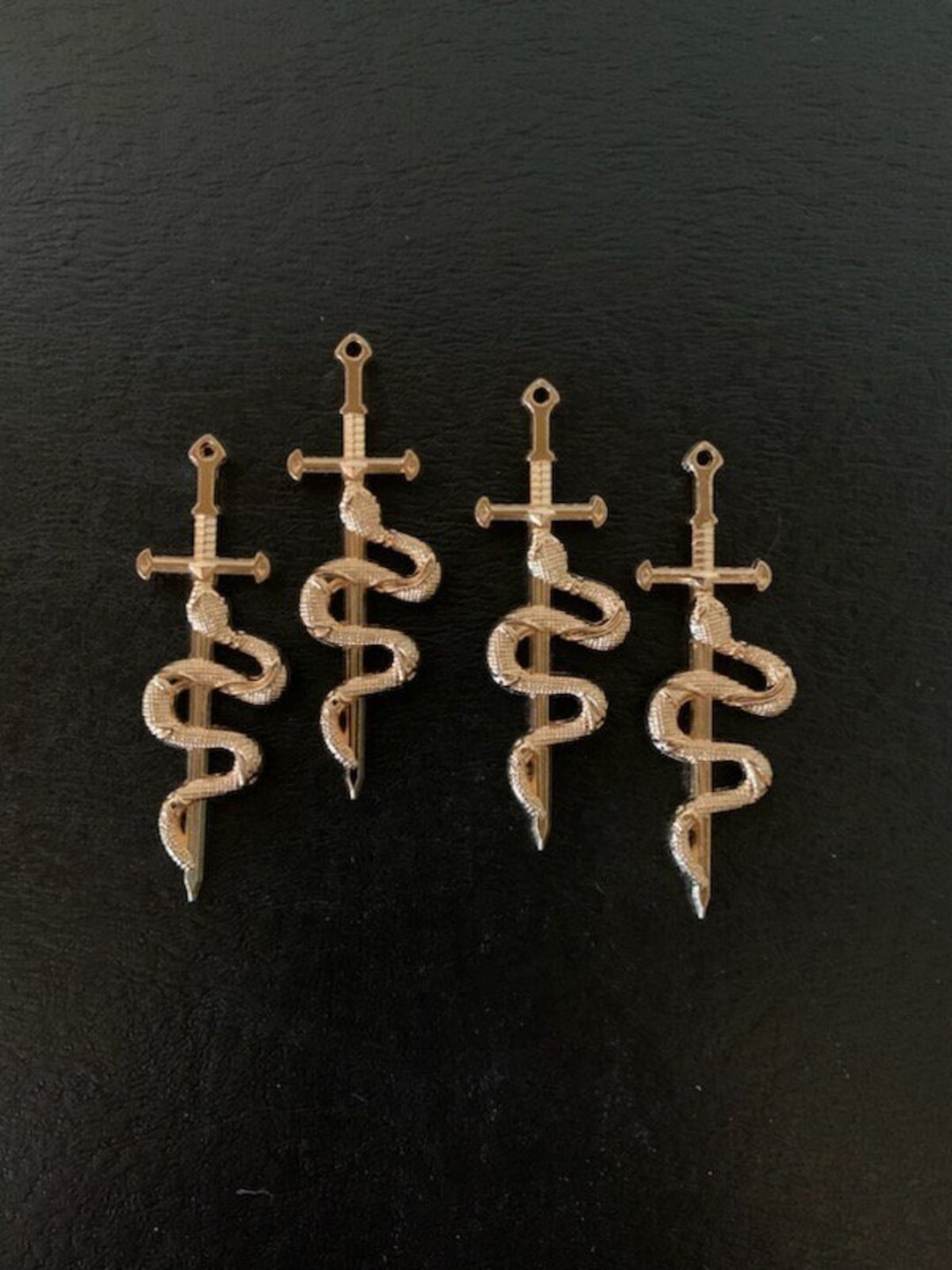 4 Sword Snake Pendants, Sword Charm, Sword Charm Large, Gold Sword ...