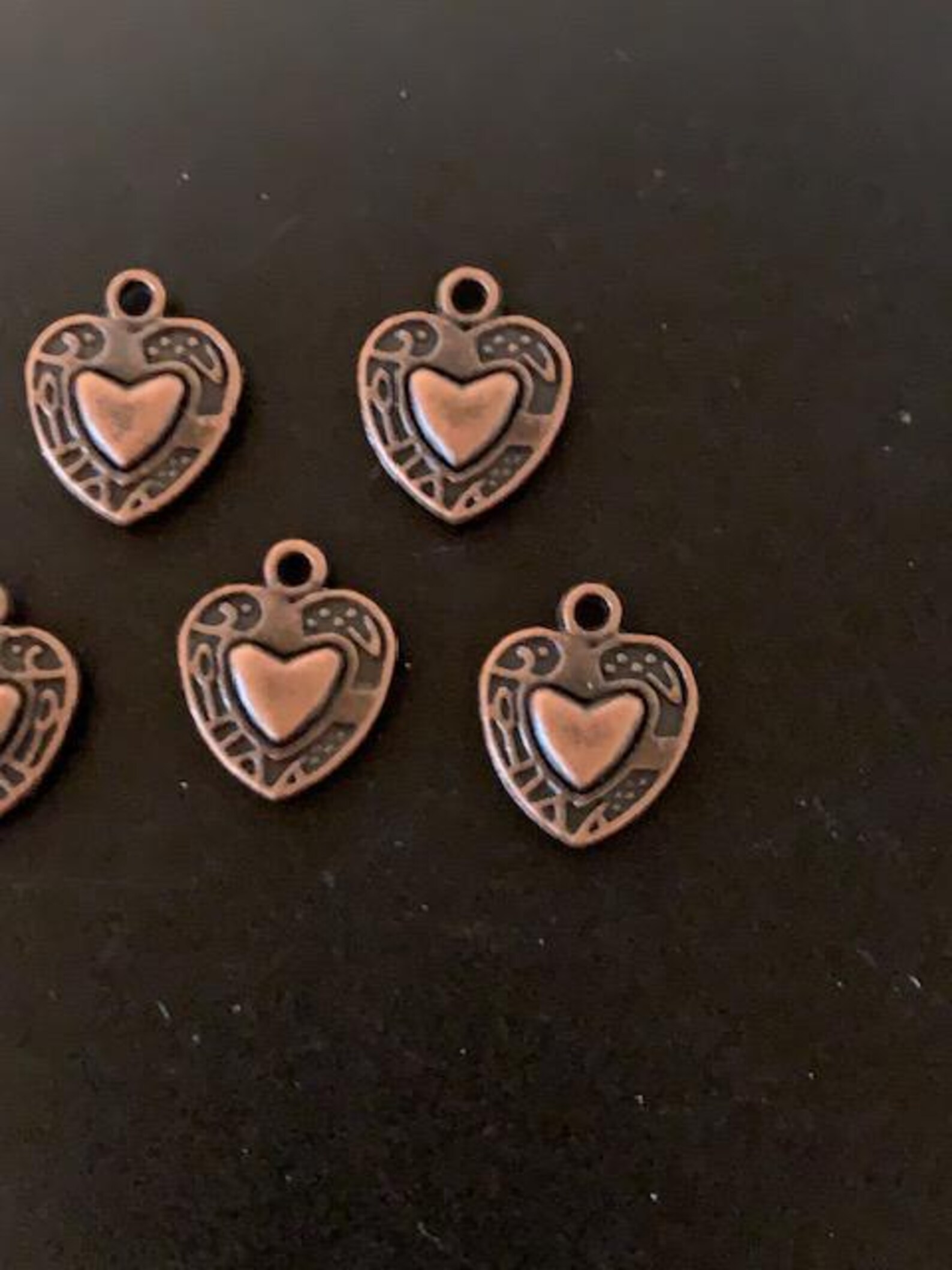 5 Sm Copper Heart Charms, Copper Heart, Copper Heart Charm, Copper ...