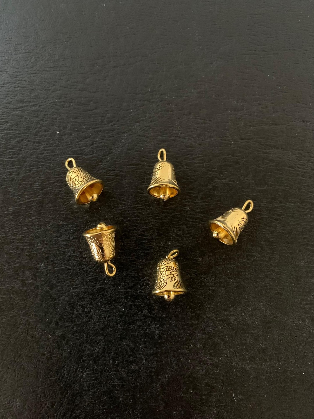 5 Sm Gold Bell Charms, Gold Bell Charm, Bell Jewelry, Small Bell Charm ...
