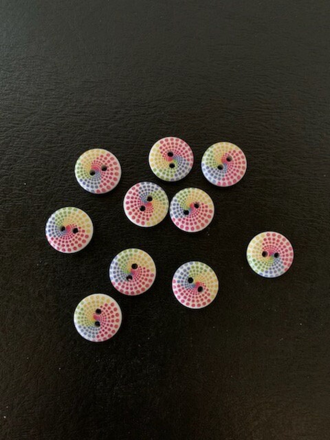 10 Polka Dot Vortex Buttons, Polka Dot Buttons, Colorful Buttons, 15mm ...