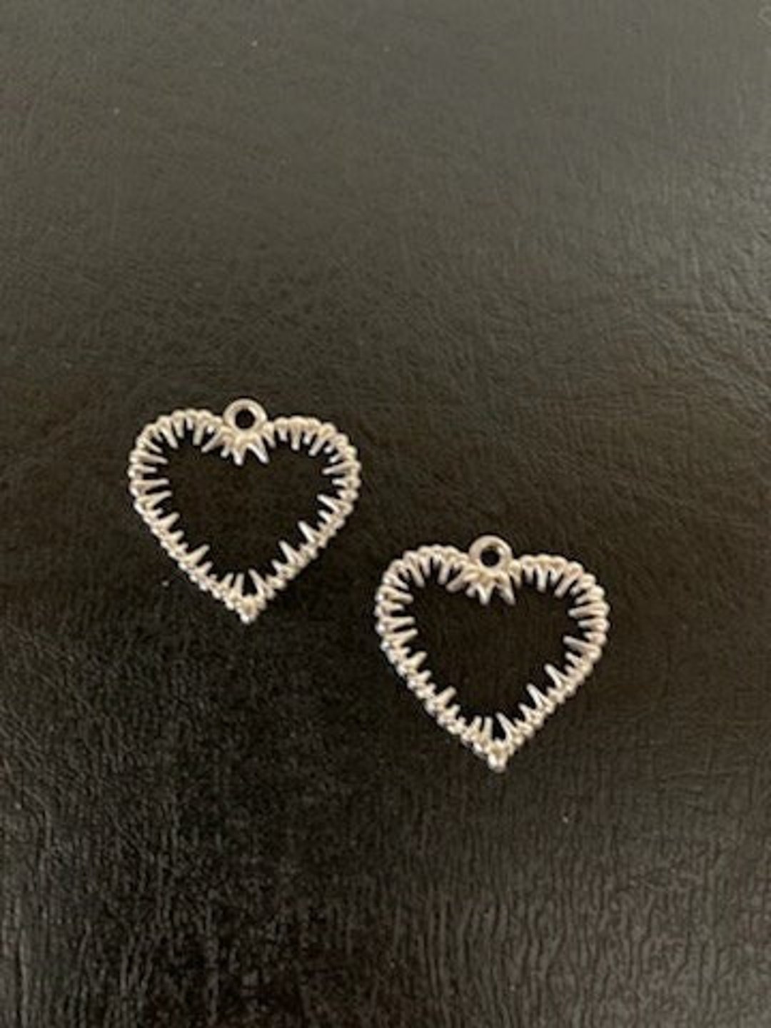 2 Heart of Spikes Charms, Spikes Charms, Spike Pendant, Spike Jewelry ...