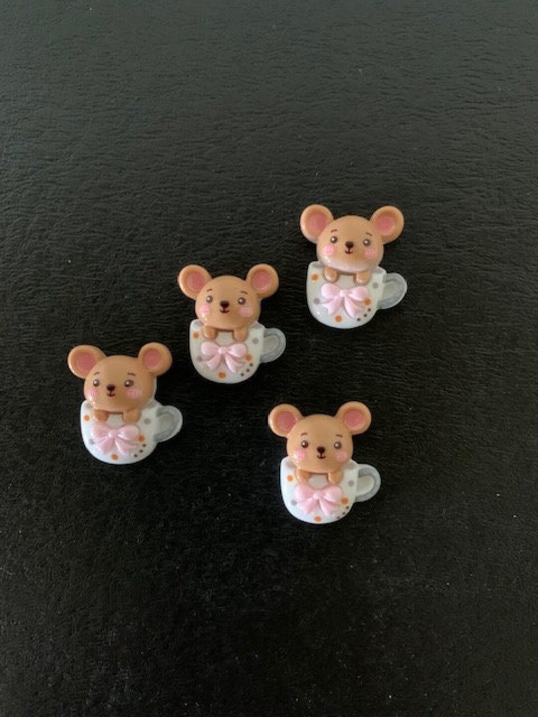 4 Mice in Cup Flats, Mouse in Cup, Cabochon, Resin Mouse, Resin Cups ...