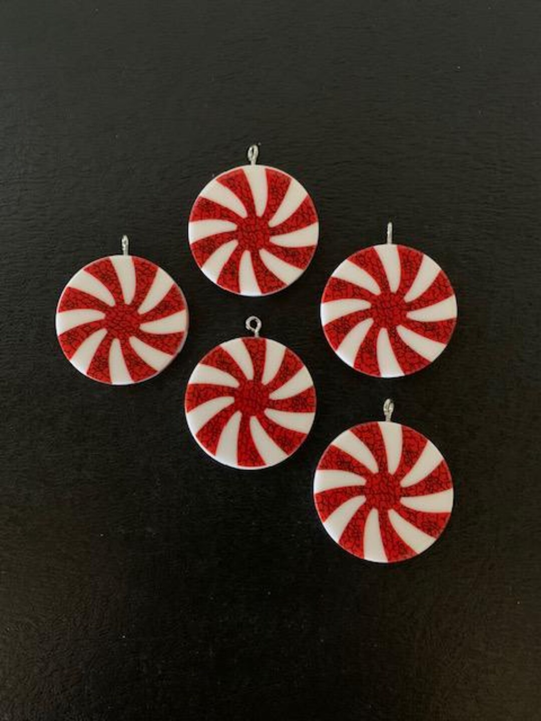 5 Peppermint Candy Charms, Peppermint Charms, Candy Charms, Christmas Charms, Holiday Charms ...