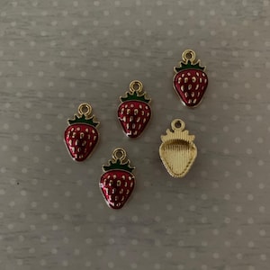 5 Small Strawberry Charms, Strawberry Charm, Strawberry Charm Set ...