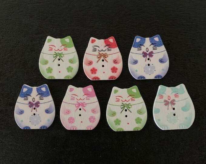 7 Random Mix Fat Cat Buttons, Cat Buttons, Cat Button, Buttons Cats ...