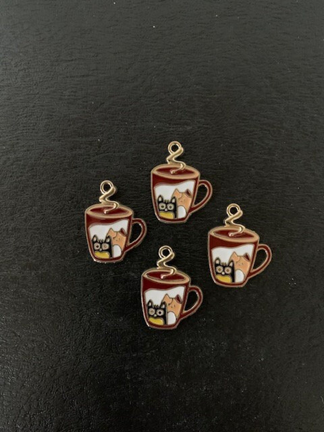4 Cats on Mug Charms, Cat Charms, China Cups, Teacup Charm, Cat Charm ...