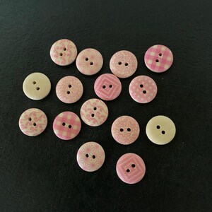 15 Random Mix Pink Print Buttons, Pink Buttons, Buttons Pink, Printed ...