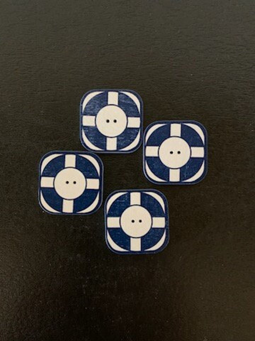 4 Lg Navy/white Life Ring Buttons, Life Ring, Nautical Buttons, Square ...