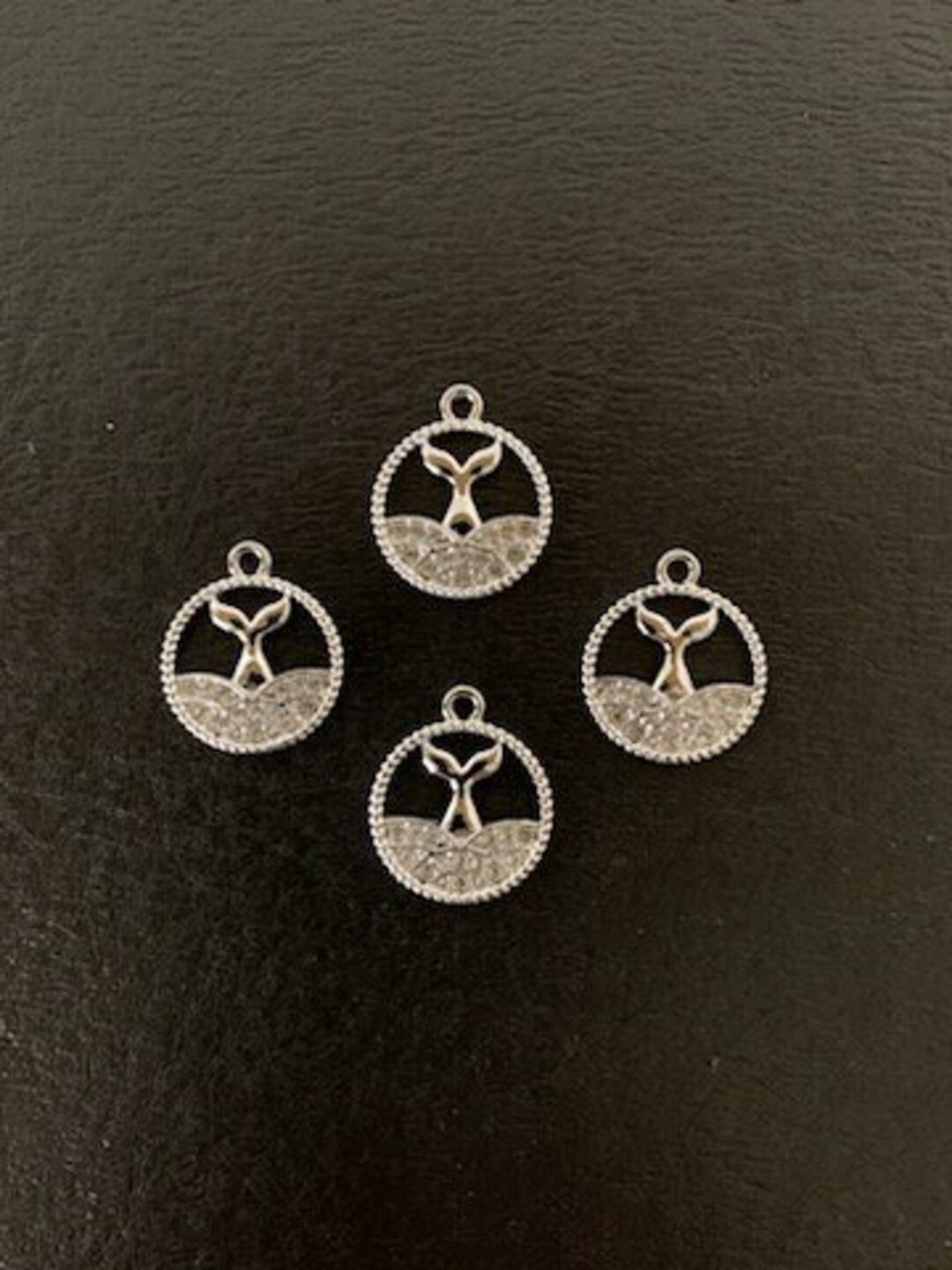 4 Silver and Crystal Whale Tail Charms, Whale Tail Charm, Whale Tale ...