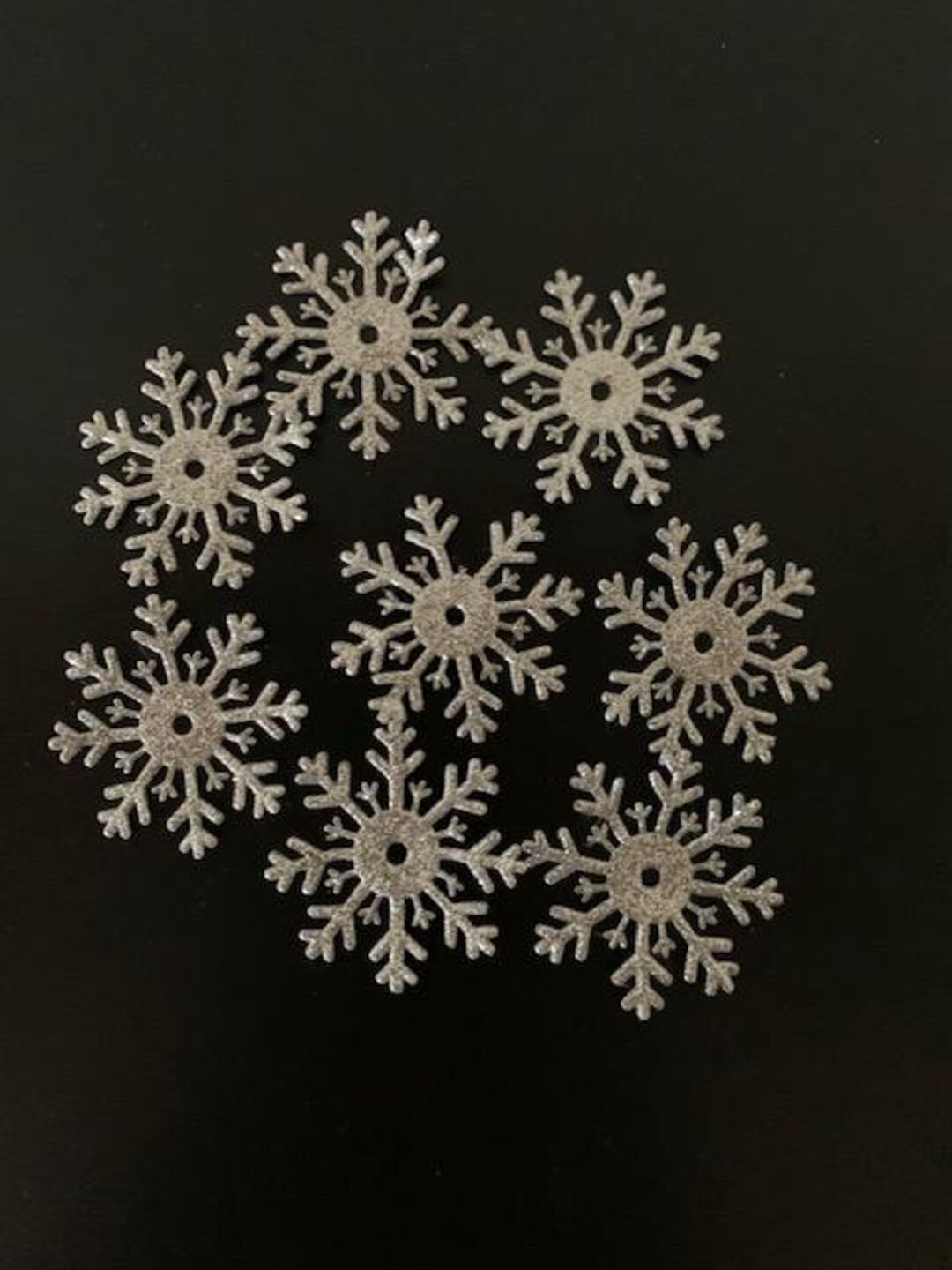 8 Silver Glitter Snowflakes, Silver Snowflake, Glitter Snowflakes ...