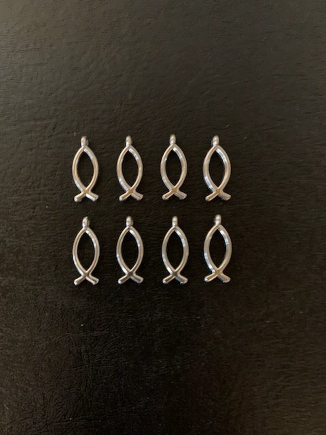8 Silver Jesus Fish Charms, Jesus Fish Charm, Fish Charm, Fish Charm ...