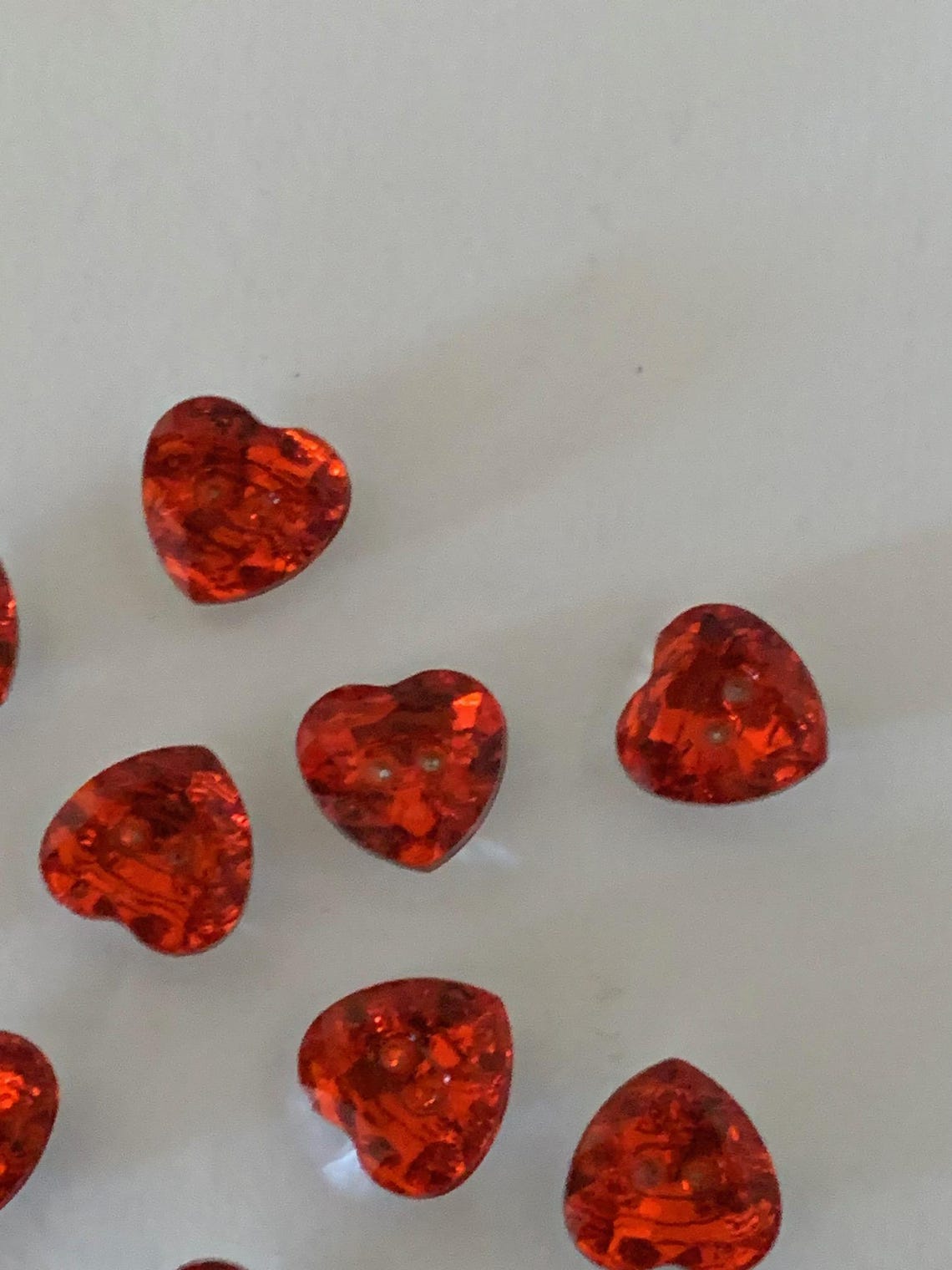 10 Crystal Look Red Heart Buttons, Red Heart Buttons, Heart Buttons ...