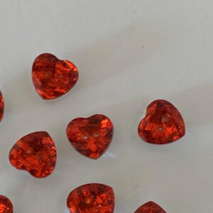 10 Crystal Look Red Heart Buttons, Red Heart Buttons, Heart Buttons ...