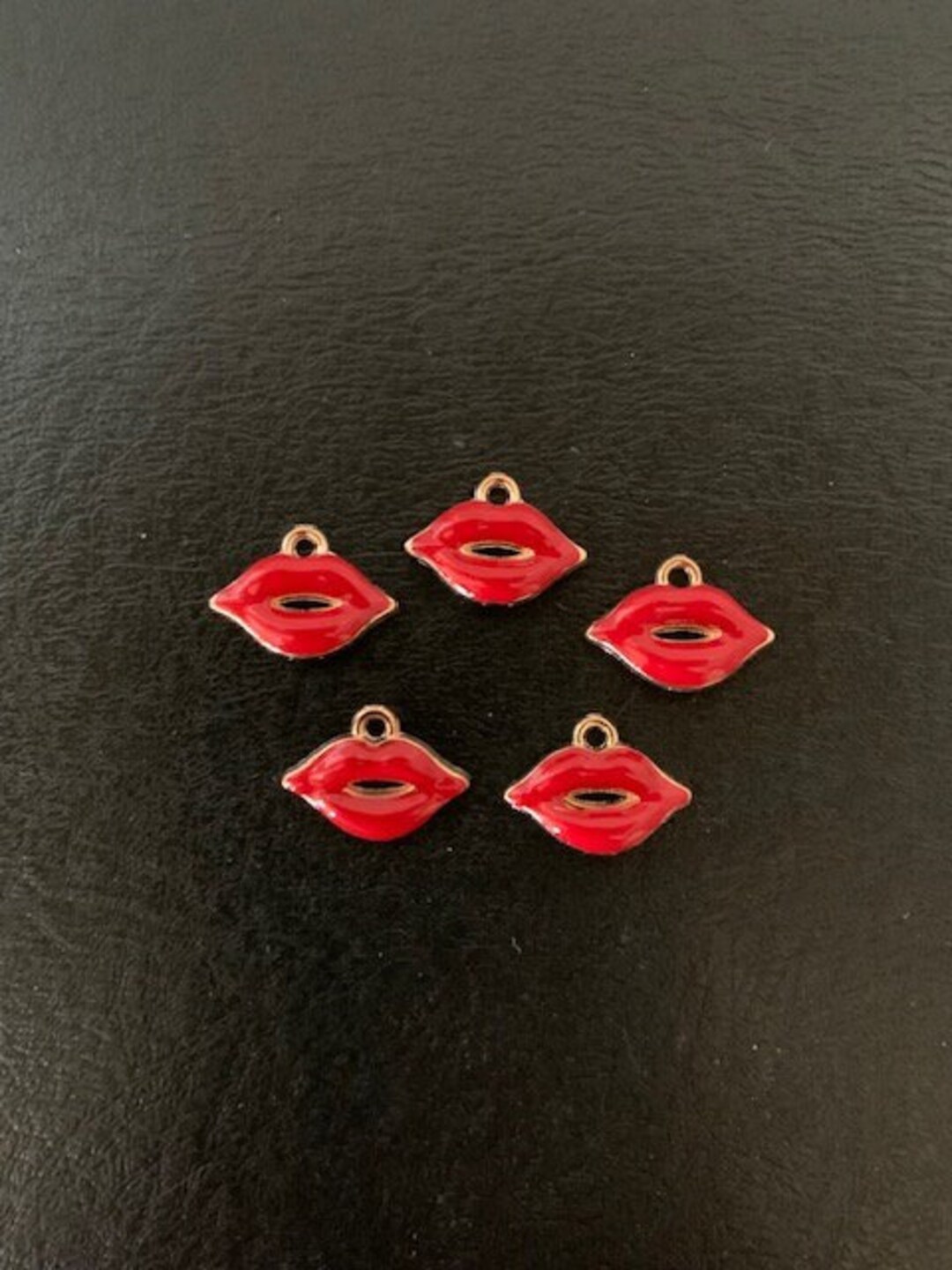 5 Lips Charms, Red Lips Charms, Lips Charm, Red Lips, Charm Pack, Bulk ...