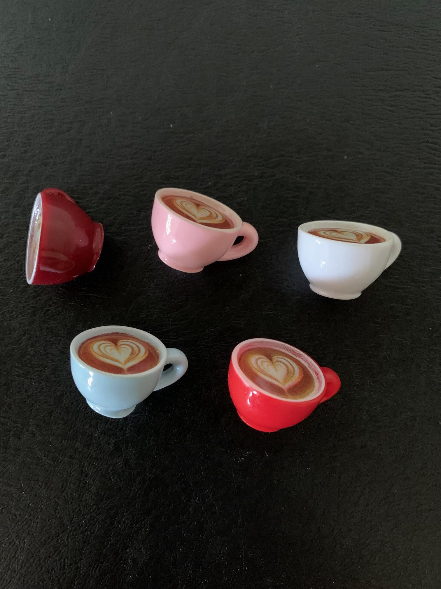 5 Assorted Mini Coffee Cup Charms, Coffee Cup Set, Mini Coffee Cup ...