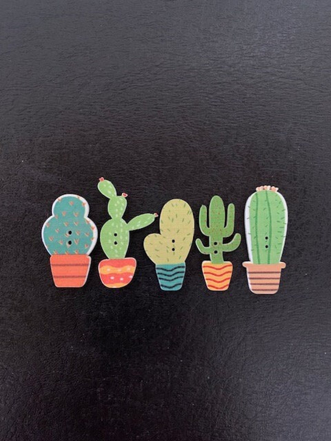 5 Assorted Cactus Buttons, Cactus Buttons, Wood Cactus, Cactus Crafts ...