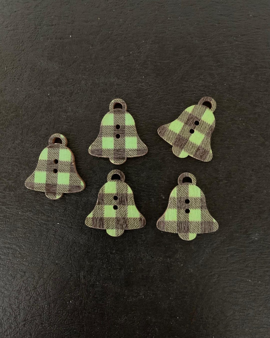 5 Green Buffalo Plaid Bell Buttons, Plaid Buttons, Buffalo Plaid ...