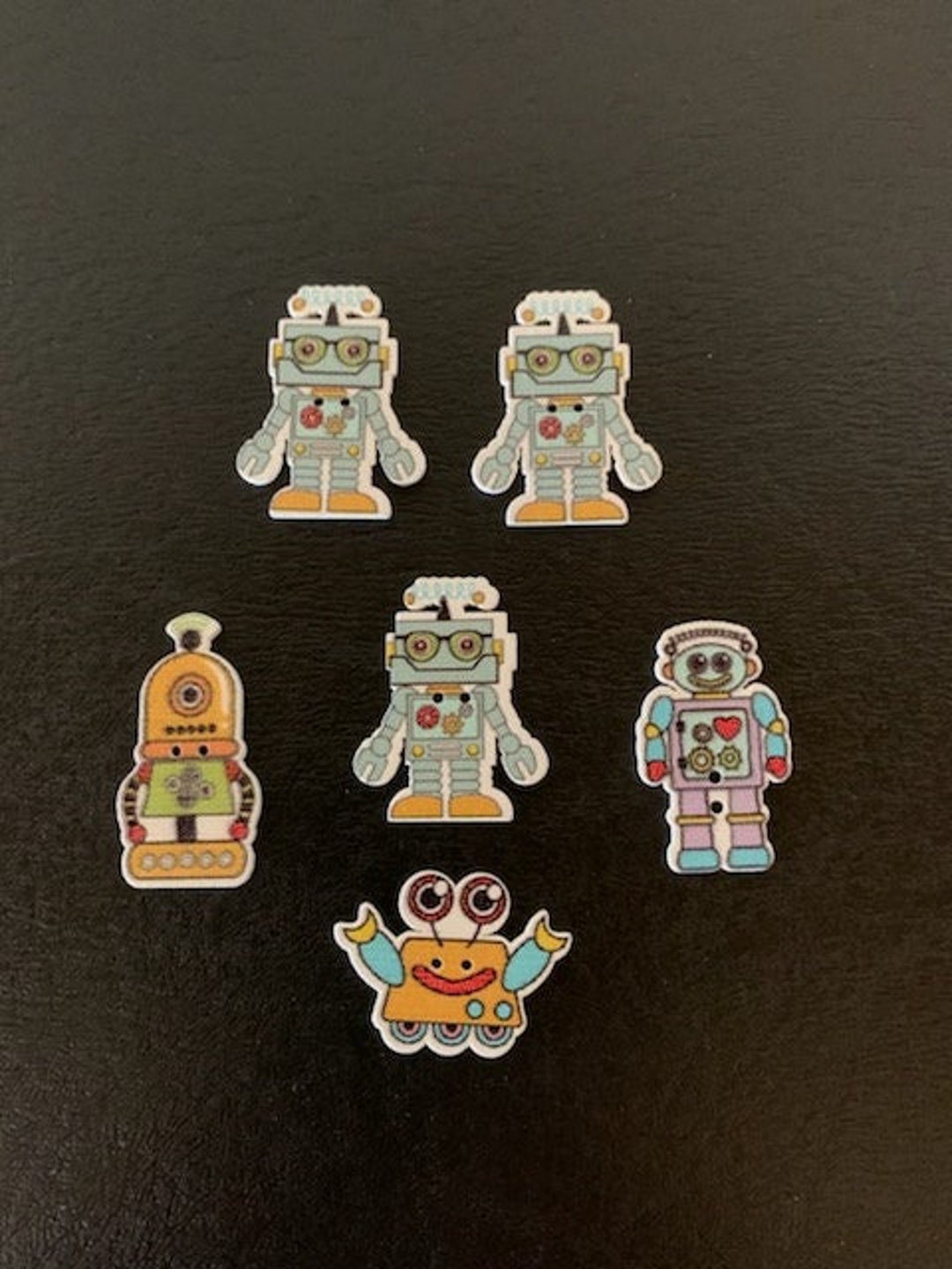 5 6 Robot Buttons, Robot Button, Robots, Robot Craft, Wood Robot ...