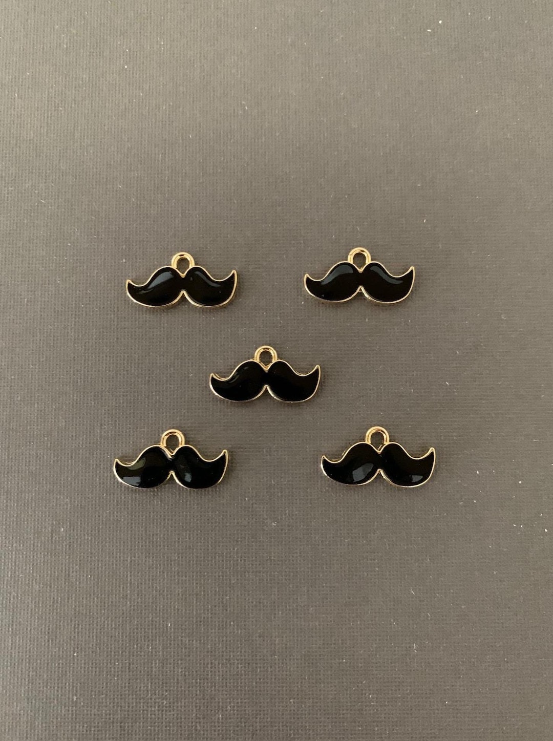 5 Black Mustache Charms, Mustache Charm, Facial Hair, Mustache Jewelry ...