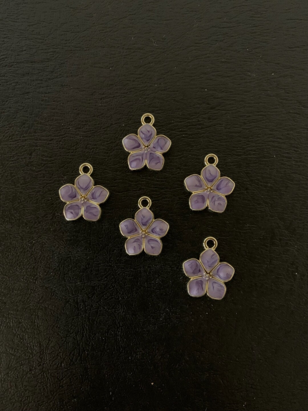 5 Purple Flower Charms, Purple Flower Charms, Flower Charms, Purple ...
