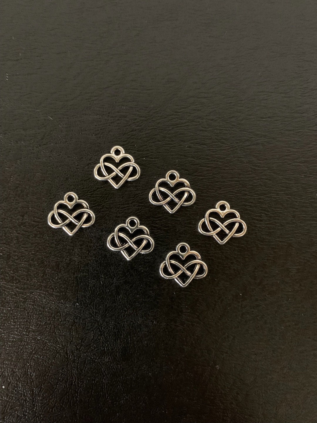 6 Silver Infinity Heart Charms, Metal Charms, Charm Bracelet, Infinity ...