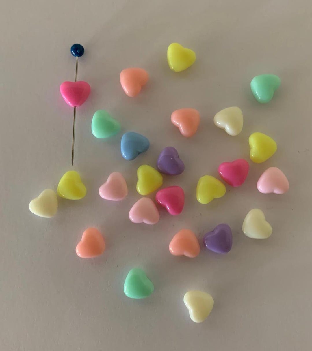 25 Random Assorted Colors Heart Beads, Mini Heart Beads, Tiny Heart ...