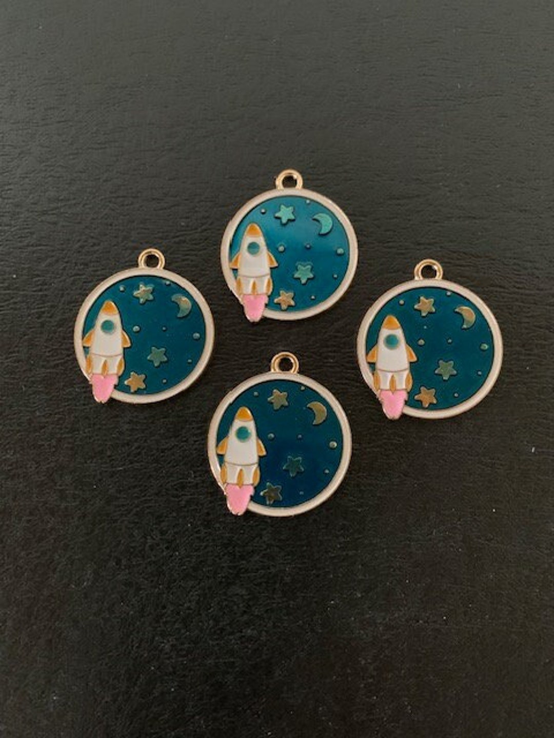 4 Space Charms, Space Charms, Space Pendant, Orbit Jewelry, Rocket ...