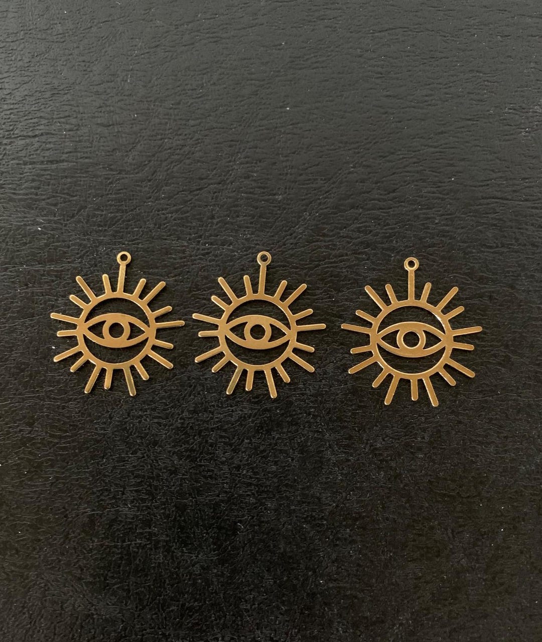 3 Evil Eye Sun Charms, Metal Charms, Evil Eye Charm, Evil Eye Charm ...