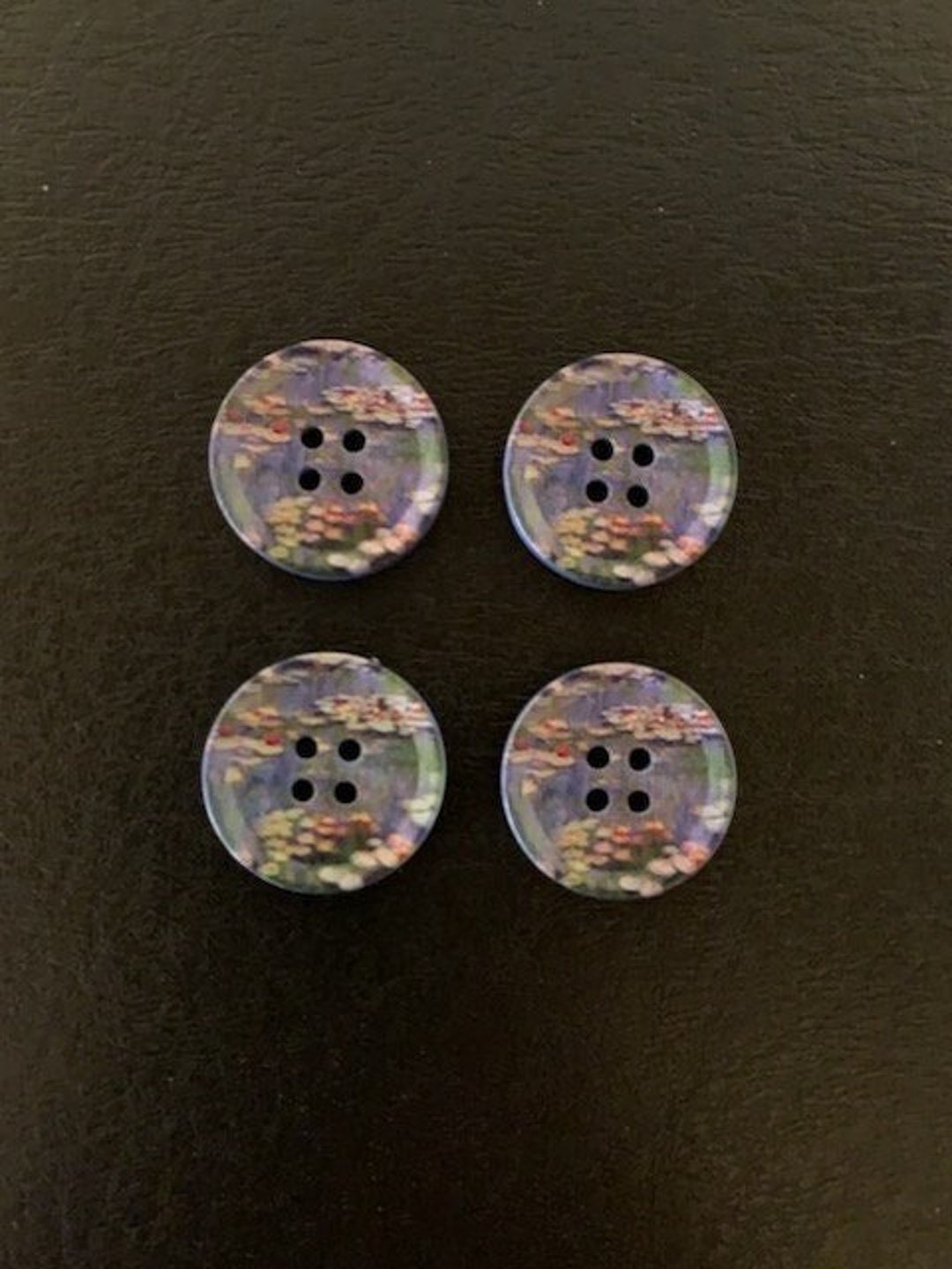 4 Water Lily Buttons, Water Lily Art, Blue Water Lily, Blue Buttons ...