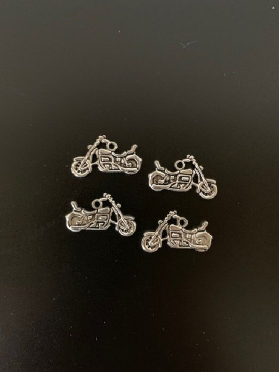 4 Silver Motorcycle Charms, Metal Charms, Charm Bracelet, Motorcycle ...