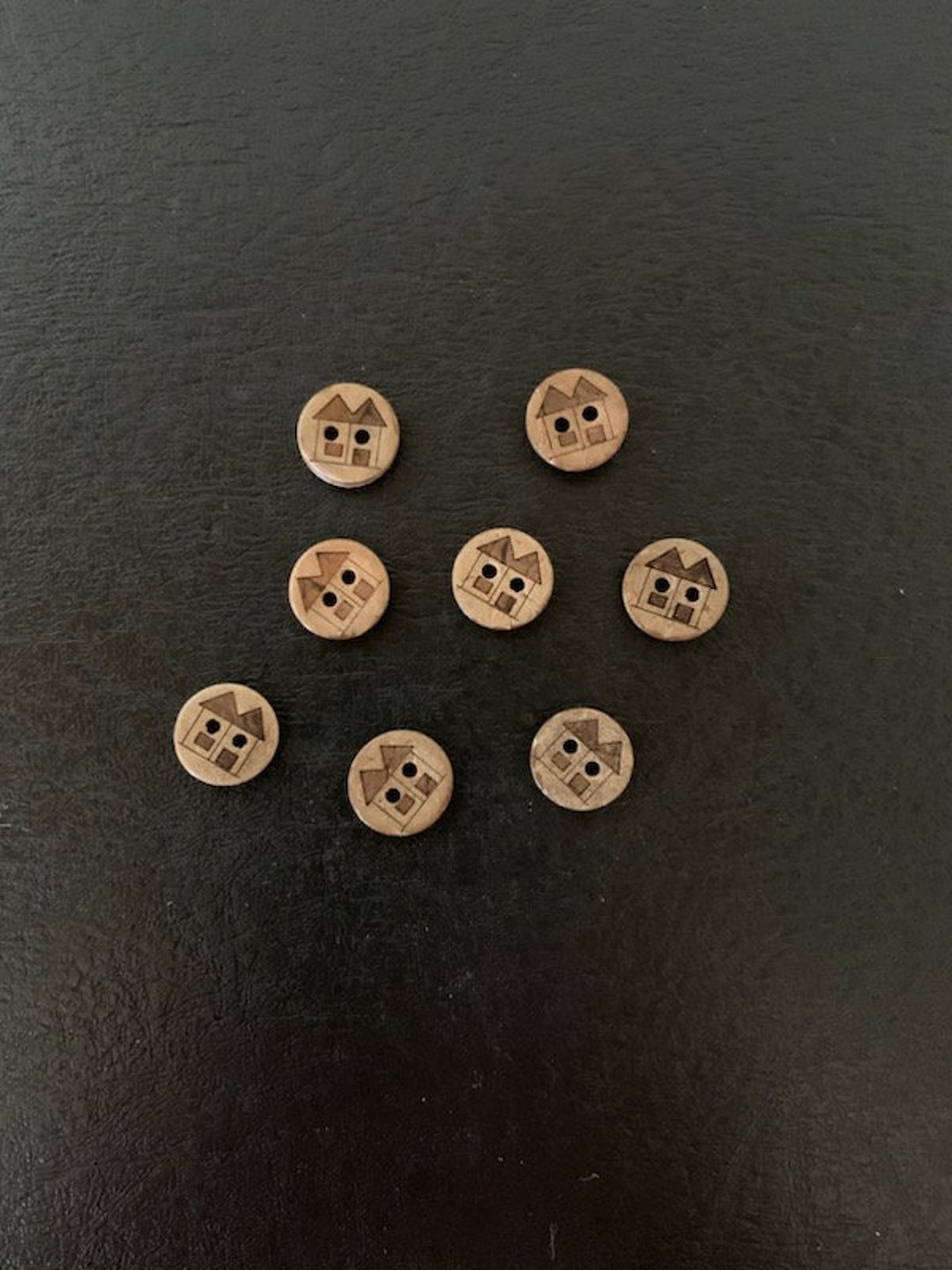 8 Cute House Buttons, Coconut Buttons, Half Inch Buttons, Brown Buttons ...