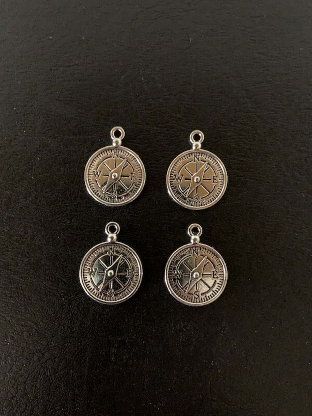 4 Silver Compass Charms, Compass Charm, Compass Pendant, Pendant ...