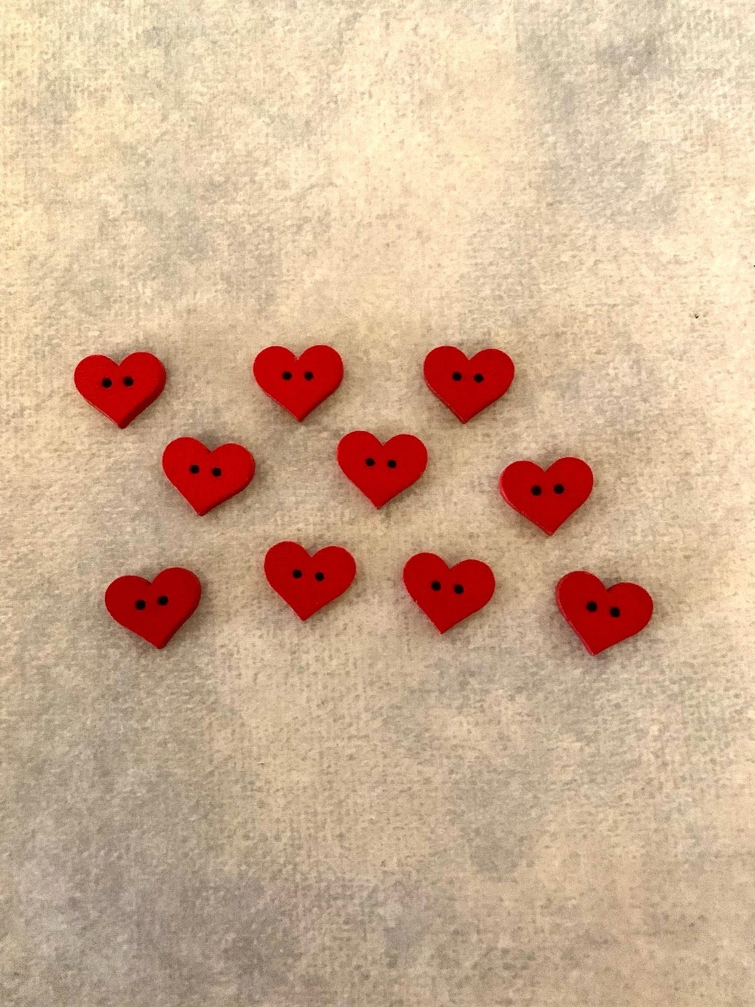 10 Red Wood Heart Buttons, Red Heart Buttons, Wood Heart Buttons, Heart ...