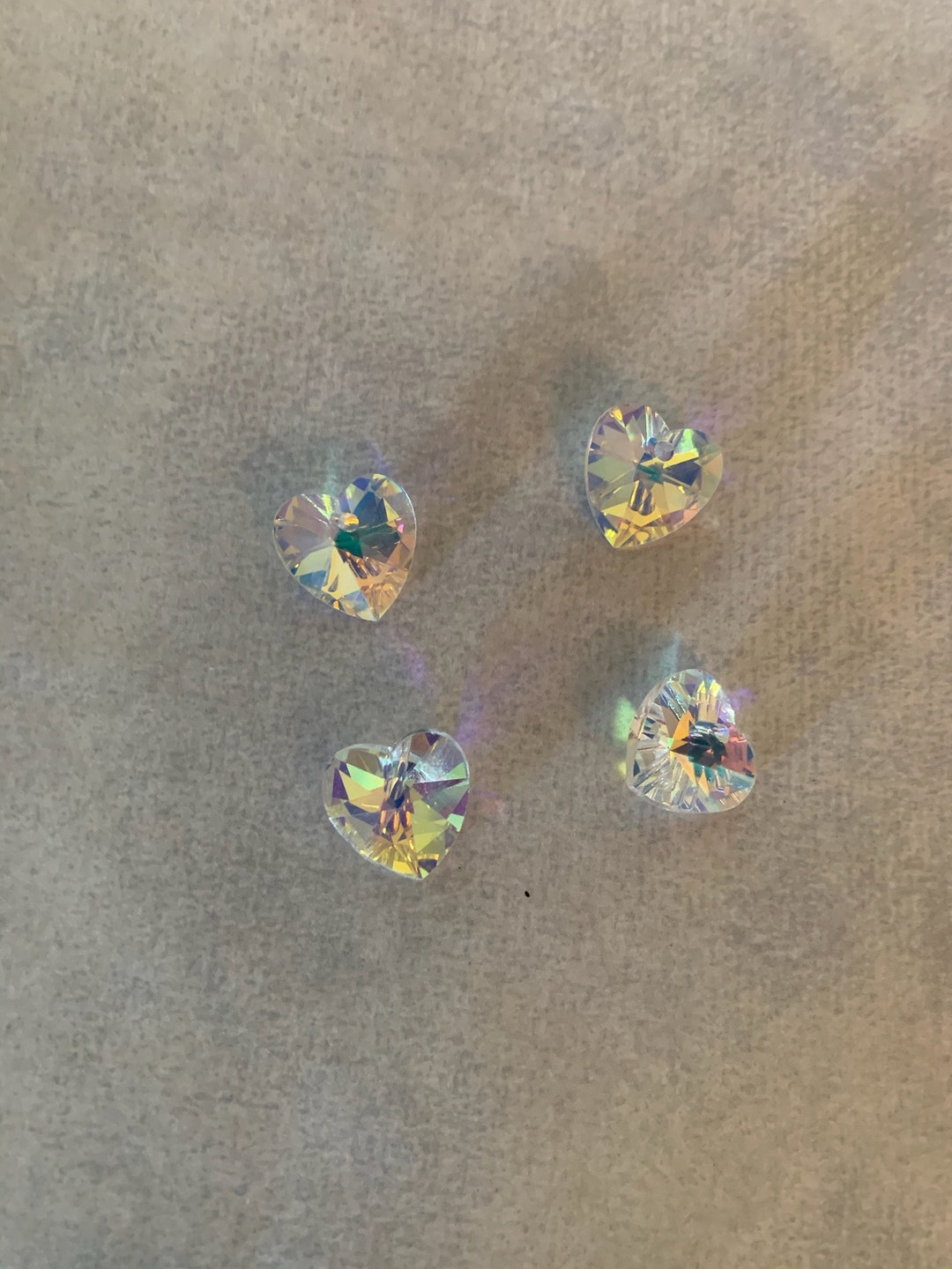 4 Crystal Heart Charms, Crystal Charms, Charm Bracelet, Crystal Heart ...