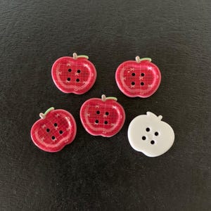 5 Red Plaid Apple Buttons, Apple Buttons, Plaid Buttons, Apple Craft ...