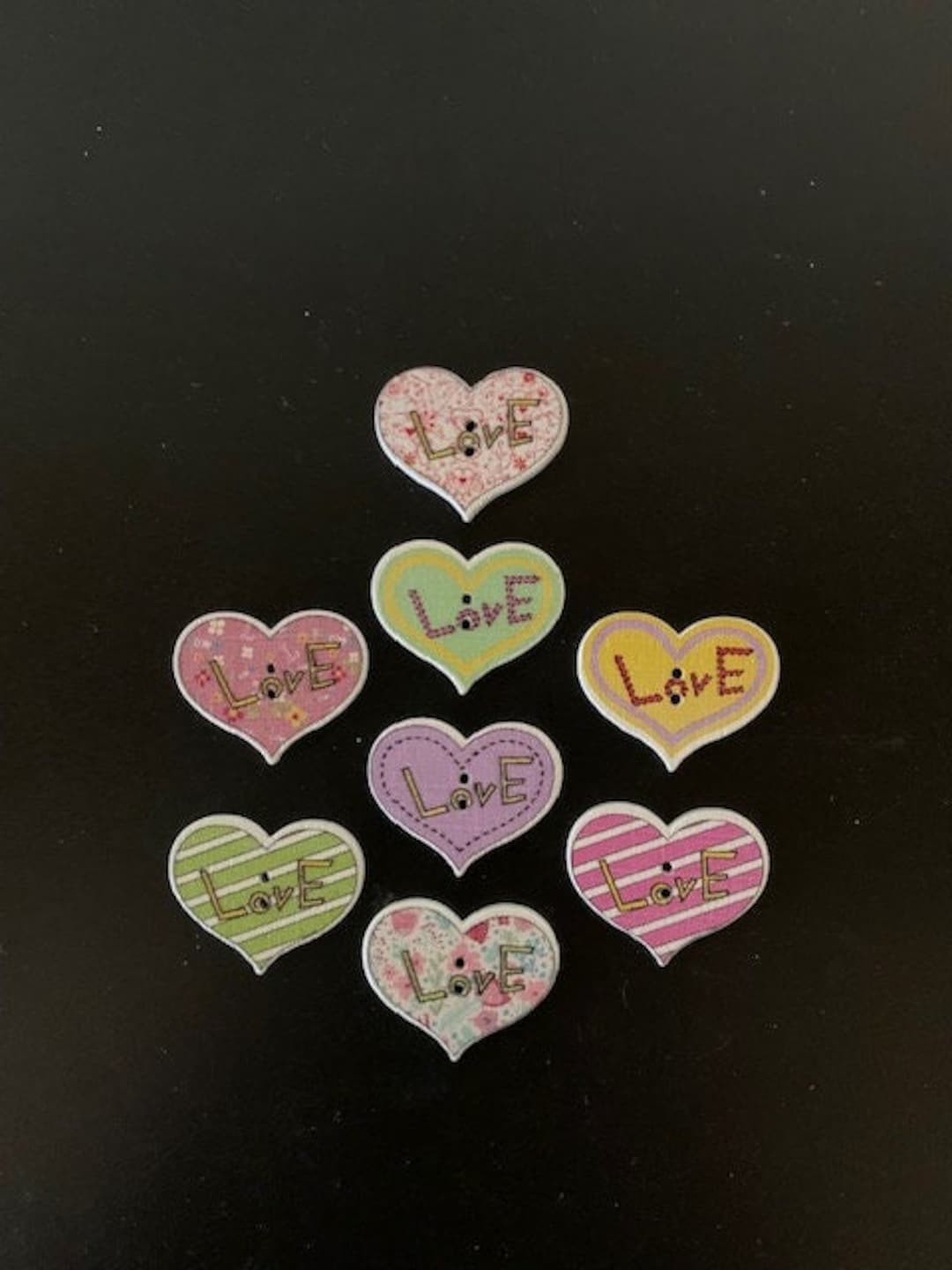 8 Random Mix Love Heart Buttons, Love Buttons, Heart Buttons, Pastel ...