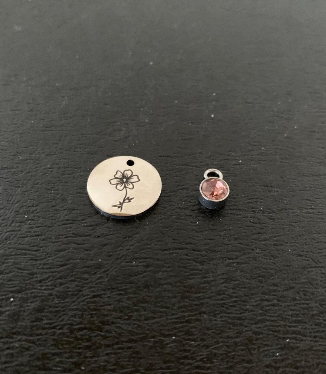 2 Pc Set Silver October Birth Flower & Birthstone Charms, October Birth ...